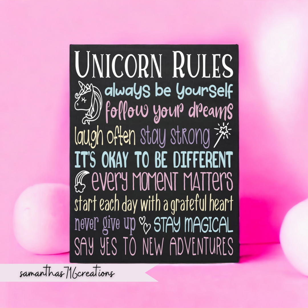 Unicorn Rules Canvas Nursery Decor