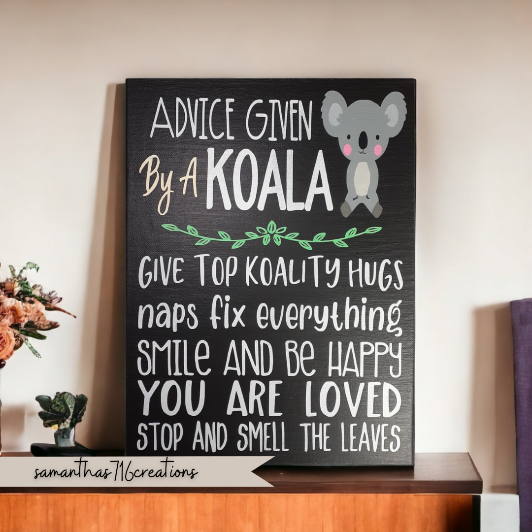 Koala Motivational Quotes Painted Canvas For Kids