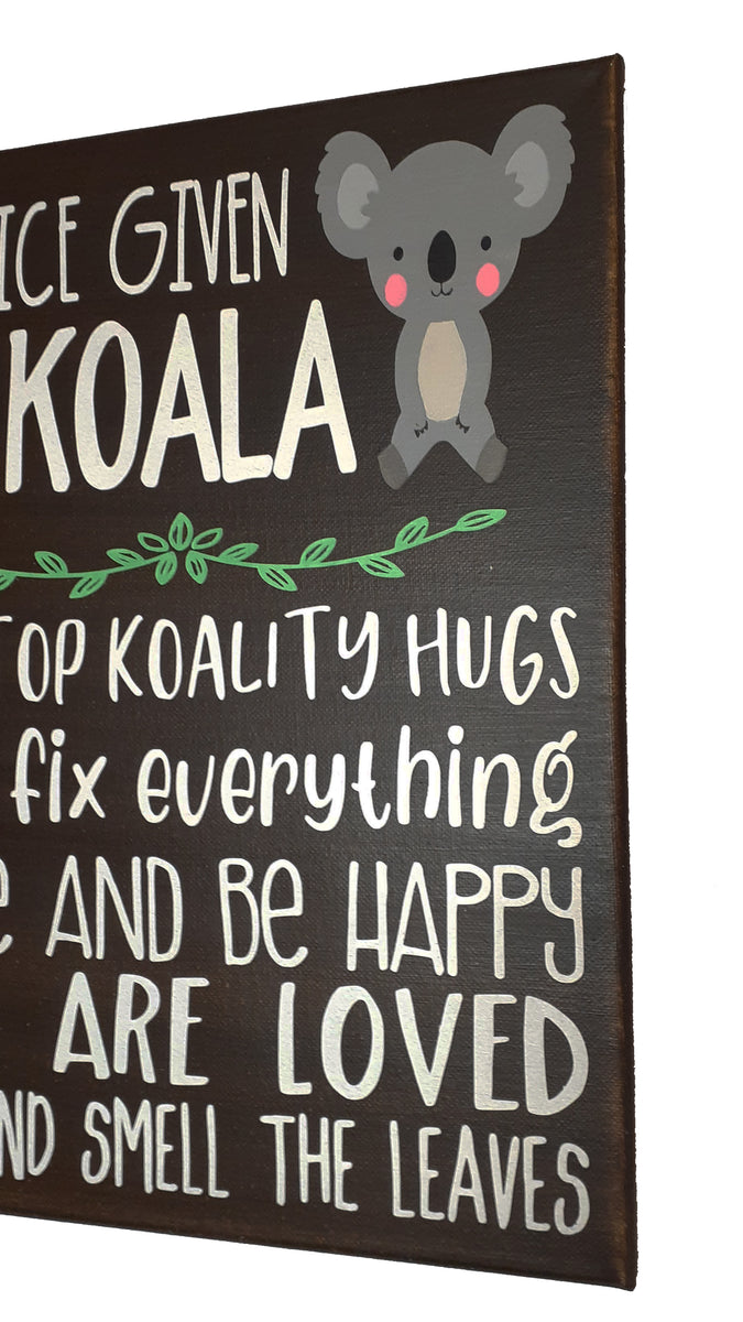 Koala Motivational Quotes Painted Canvas For Kids