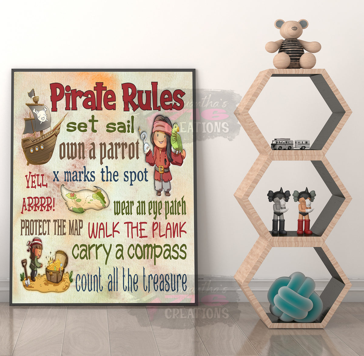 Pirate Rules Printable For Kids Room - DIY Digital Download