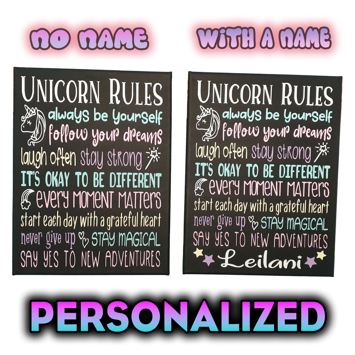 Unicorn Rules Canvas Nursery Decor