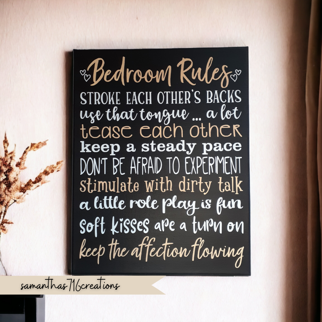 Bedroom Rules Painted Canvas Decor For Couples