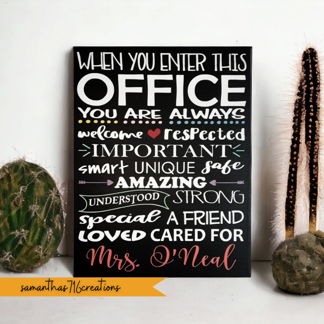 When You Enter This Office Hanging Canvas Sign Decor