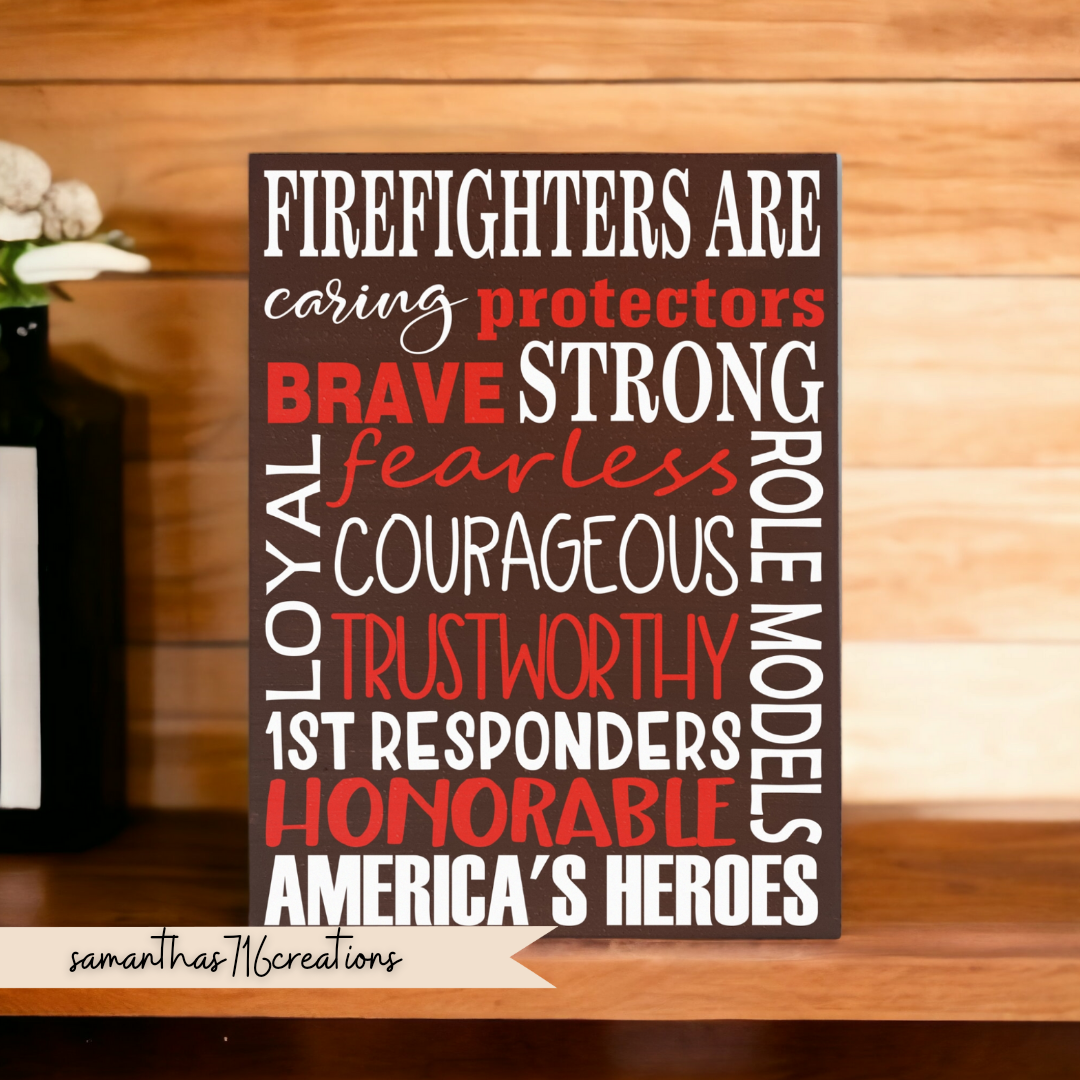 Firefighter Family Canvas Sign Wall Decor