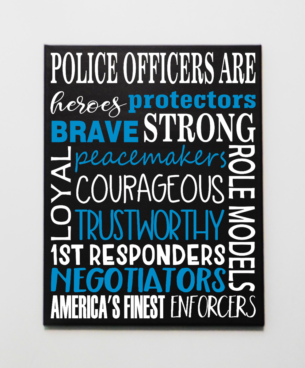 Police Officer Subway Word Art Family Canvas Sign Wall Decor