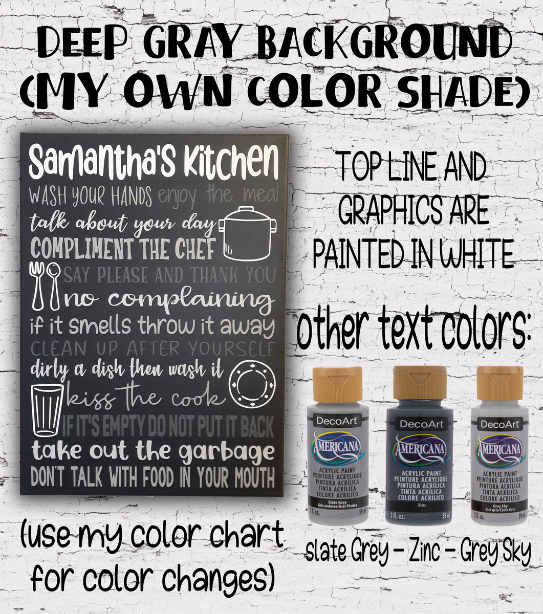 Personalized Kitchen Rules Painted Canvas Wall Decor