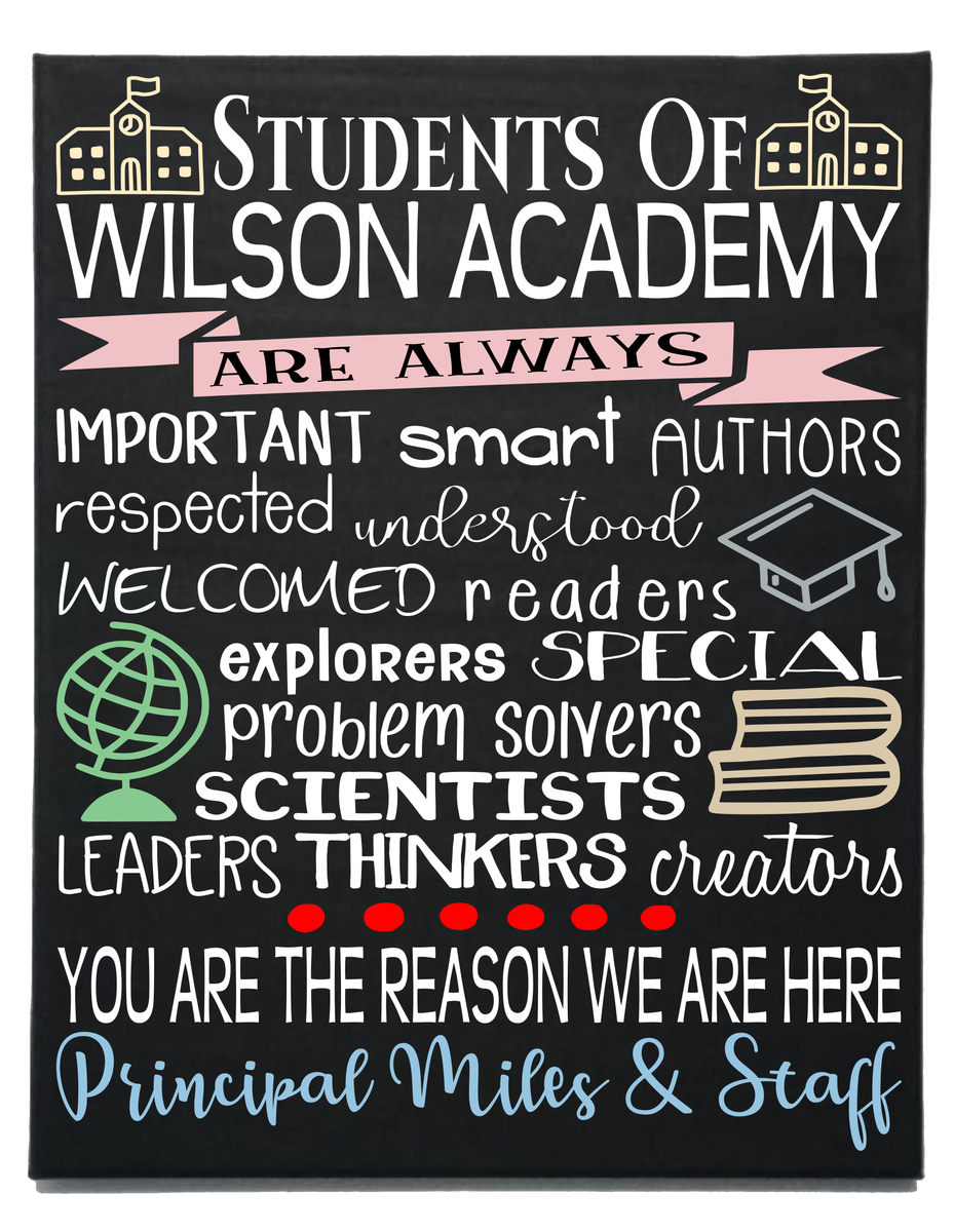 School Customized Classroom Office Canvas Sign